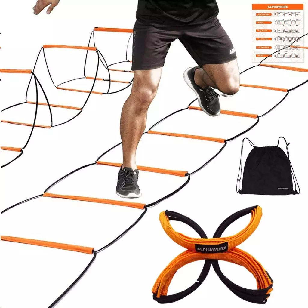 ALPHAWORX All-in-one Agility Ladder Speed Training Equipment and Speed Hurdle
