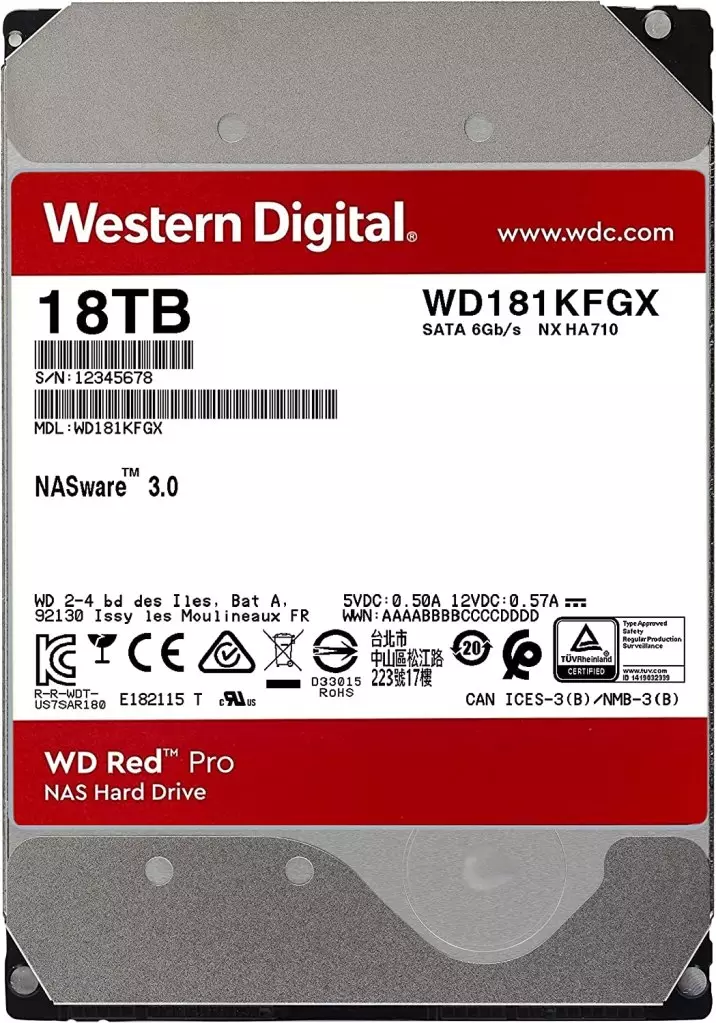 Western-Digital-18TB-WD-Red-Pro-NAS-ichki qattiq disk-HDD