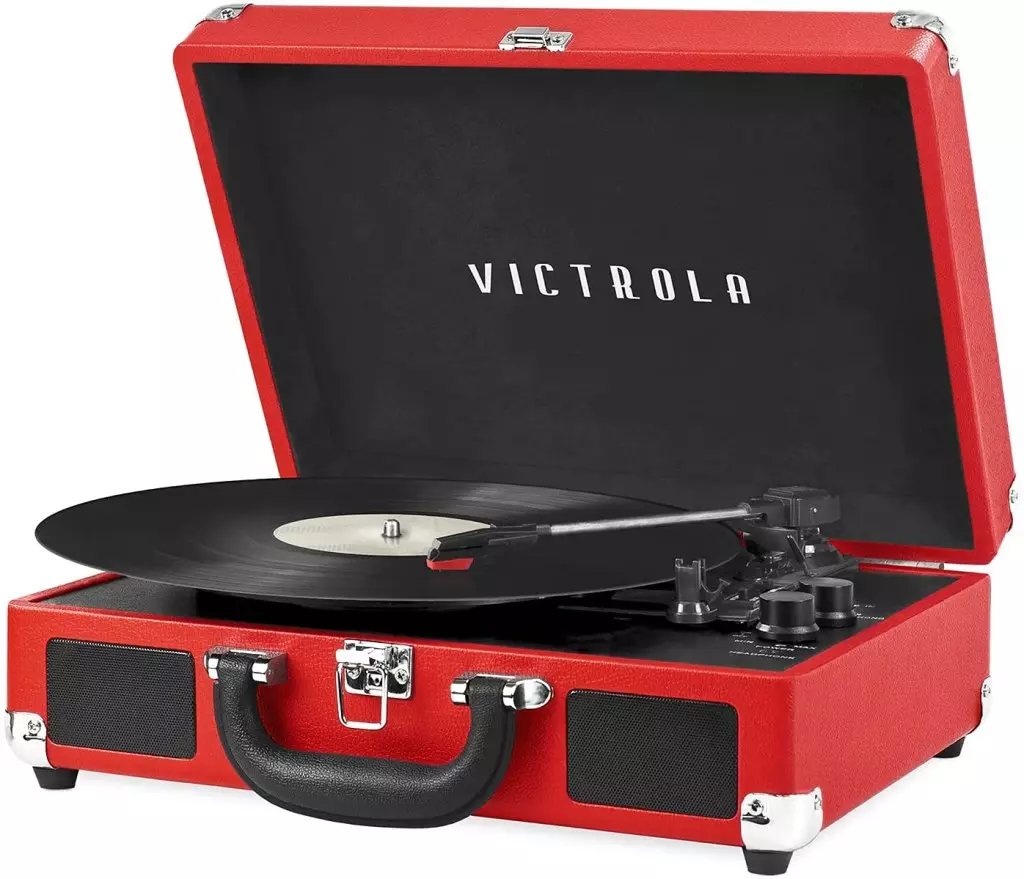 Reproductor de discos portátil con maleta Bluetooth de 3 velocidades Victrola Vintage