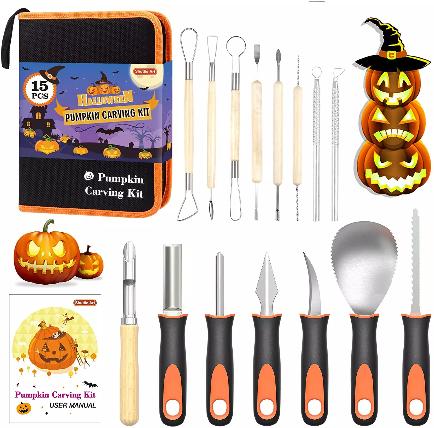Shuttle Art Halloween Pumpkin Carving Kit, kit ukiran labu terbaik