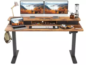 Fezibo stående skrivbord med dubbel låda