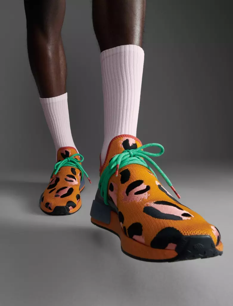Adidas-Pharell-williams-cheetah-sneaker-on-model-walking
