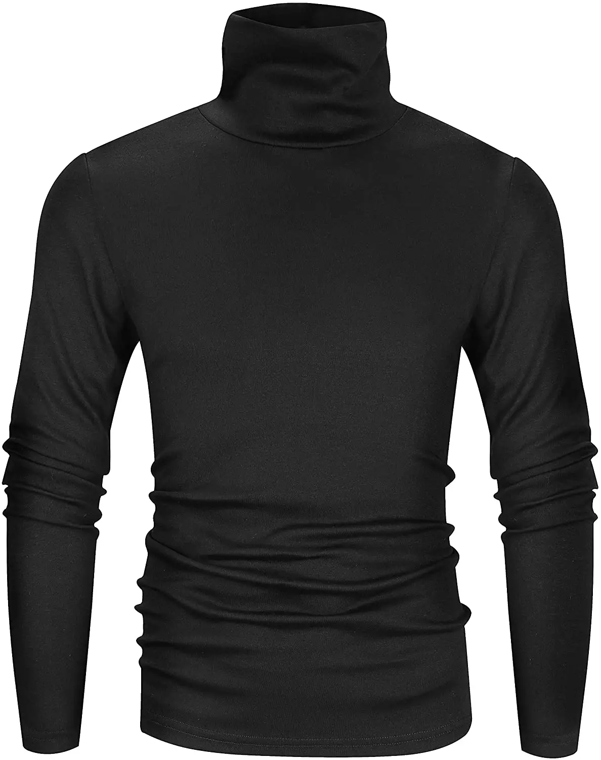 Derminpro Men's Slim Fit Soft Turtleneck Long-Sleeve Pullover nga itom