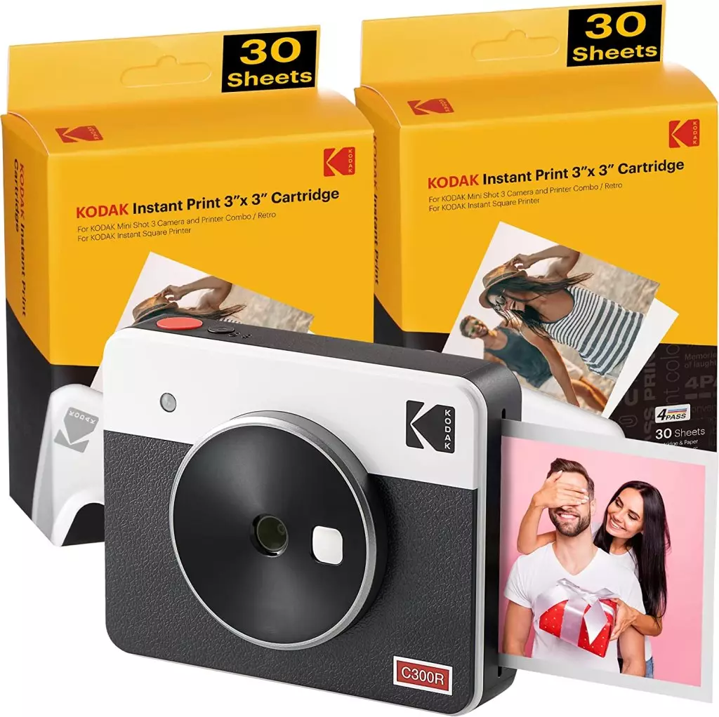 Kodak Mini Shot 3 Retro (Ibé akwụkwọ 60) 3x3 2-in-1 Igwefoto ngwa ngwa ikuku ikuku & ngwa nbipute foto