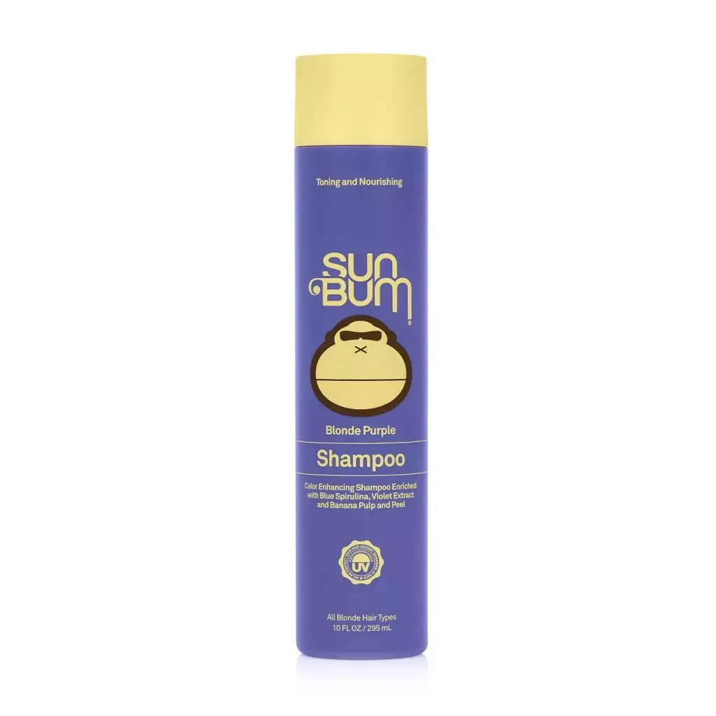Sun Bum Blonde Shampoo, UV ආරක්ෂා කිරීම සහ කුරිරු බවින් තොර වර්ණ වැඩි දියුණු කිරීම සඳහා Blondes සඳහා හිසකෙස් සේදීම, කහ, මී පැණි