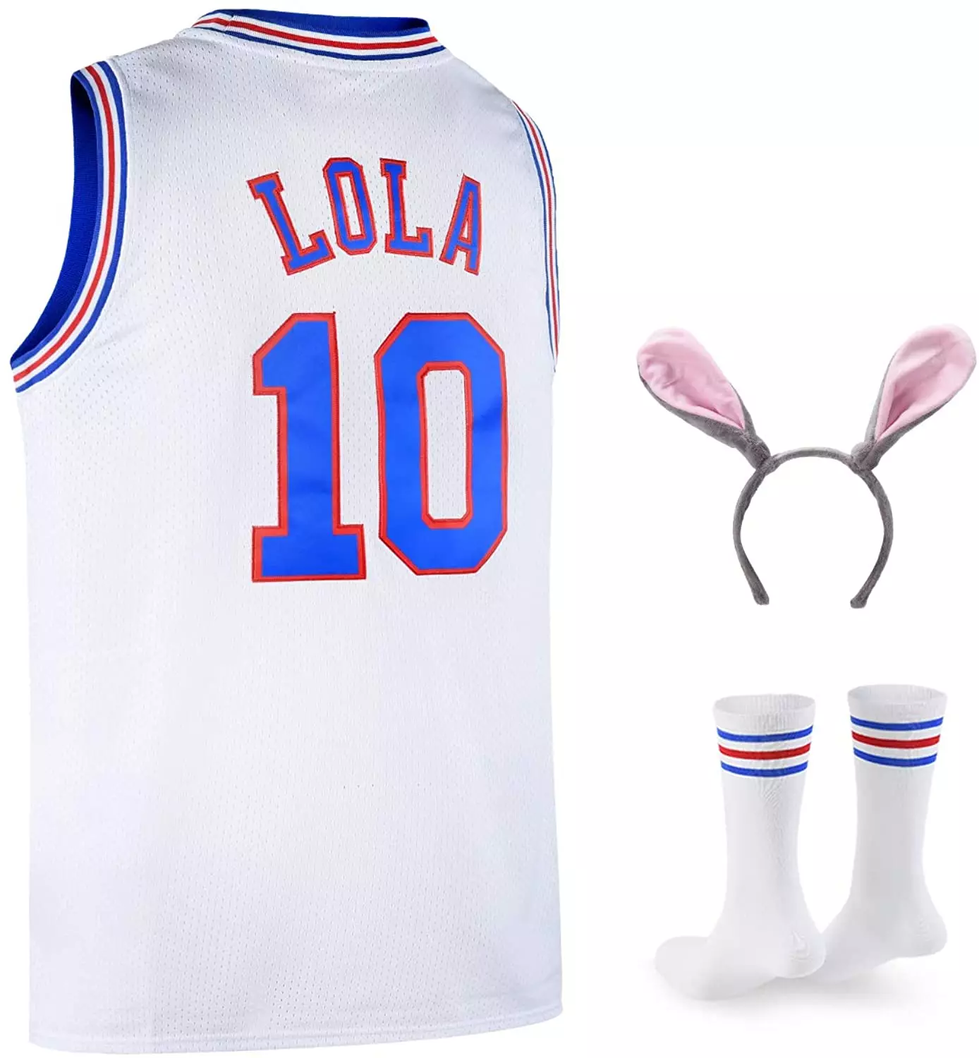 Lola Bunny #10 Space Jam Jersey tare da Kunnen Bunny da Dogayen Safa; kayan ado na halloween na ma'aurata / ban dariya ma'aurata's kayan ado