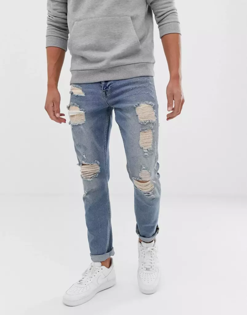 ASOS DESIGN Rek-slanke, swaar geskeurde jeans