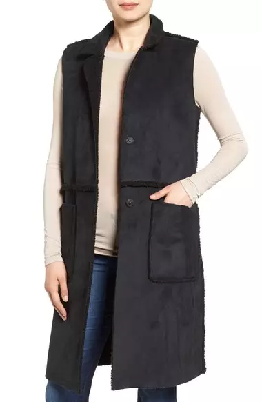 French Connection Reversible Faux Shearling Vest