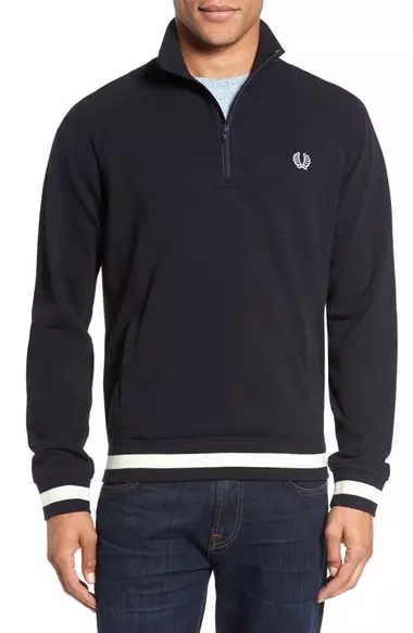 Fred Perry Quarter Zip Piqué Sweater