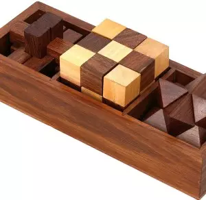 Bộ xếp hình 3D bằng gỗ 3 trong một của ShalinIndia