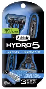 Schick Hydro 5 มีดโกนแบบใช้แล้วทิ้งสำหรับผู้ชายพร้อมที่กันจอนเคราพลิก