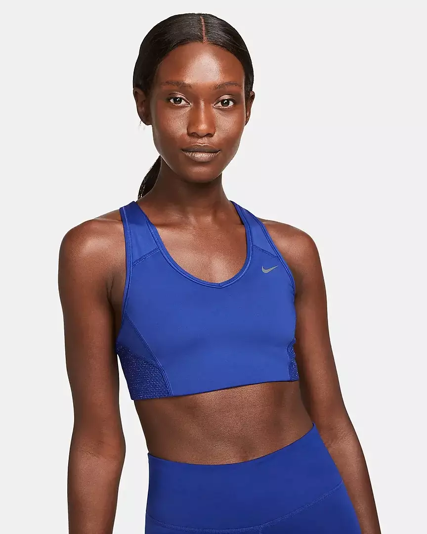 Nike Pro Dri-FIT Swoosh میڈیم سپورٹ نان پیڈڈ اسپارکل اسپورٹس برا