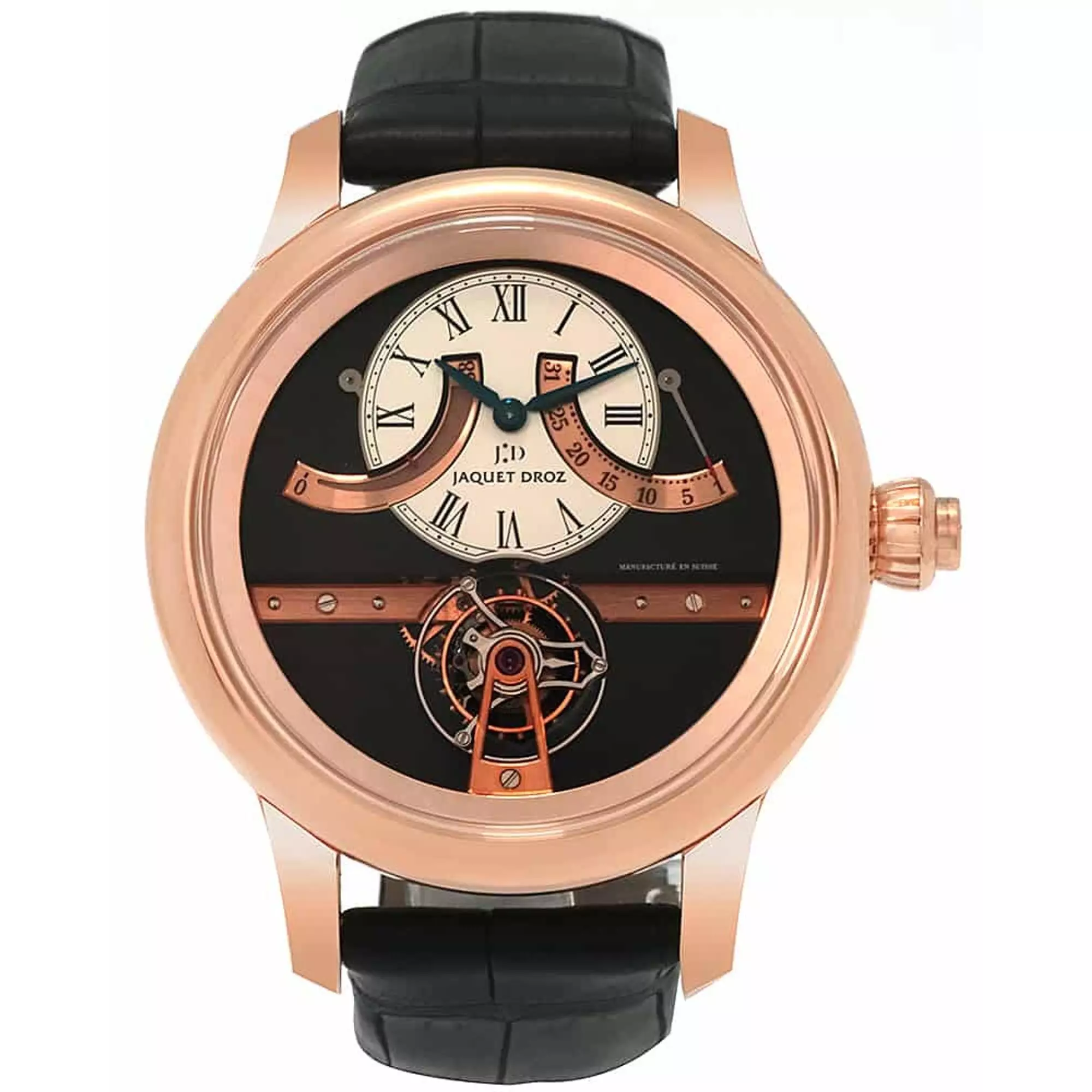 Jaquet-Droz-Tourbillon-Retrograde-Reserve-De-Marche-18k-Rose-Gold-Manual-Wind-Mens-นาฬิกา