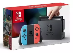 Nintendo Switch med Neon Blue og Neon Red Joy-Con