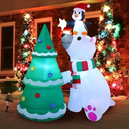 Piepūšamā Joiedomi LED polārlāča Ziemassvētku eglīte