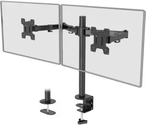 geriausi dviejų monitorių stovai- WALI Dvigubo monitoriaus reguliuojamas stovas ant stalo