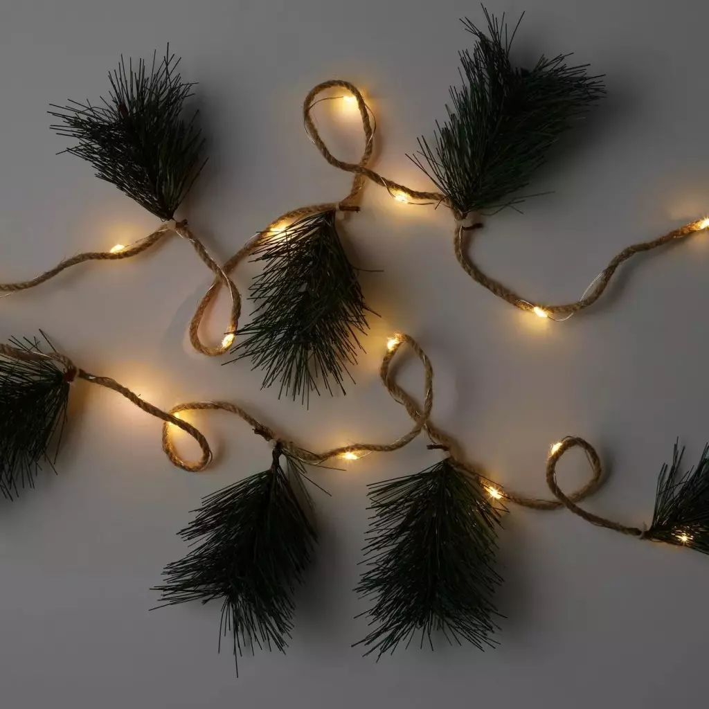 LED Pine Sprig Dew Drop Batteridrevet Litt Garland