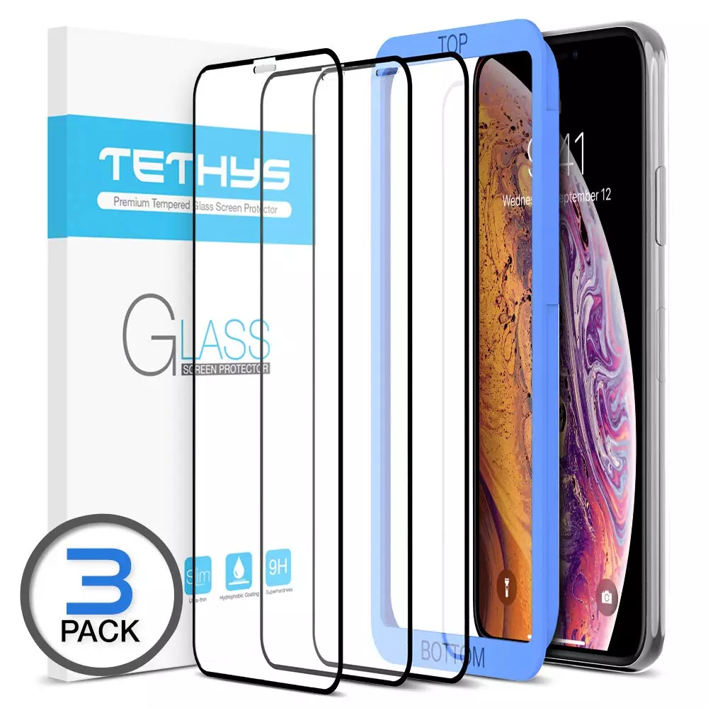 Protecteur d'écran en verre TETHYS pour iPhone XS Amazon