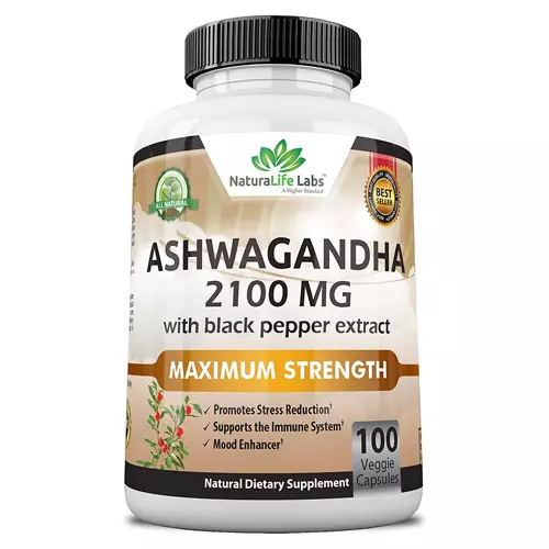 NaturaLife Labs Organic Ashwagandha Powder thiab hauv paus Extract Supplement