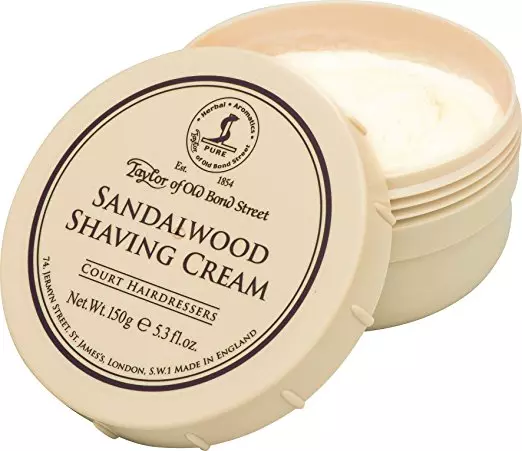 Купа за крем за бръснене Taylor of Old Bond Street от сандалово дърво; най-добрият сапун за бръснене