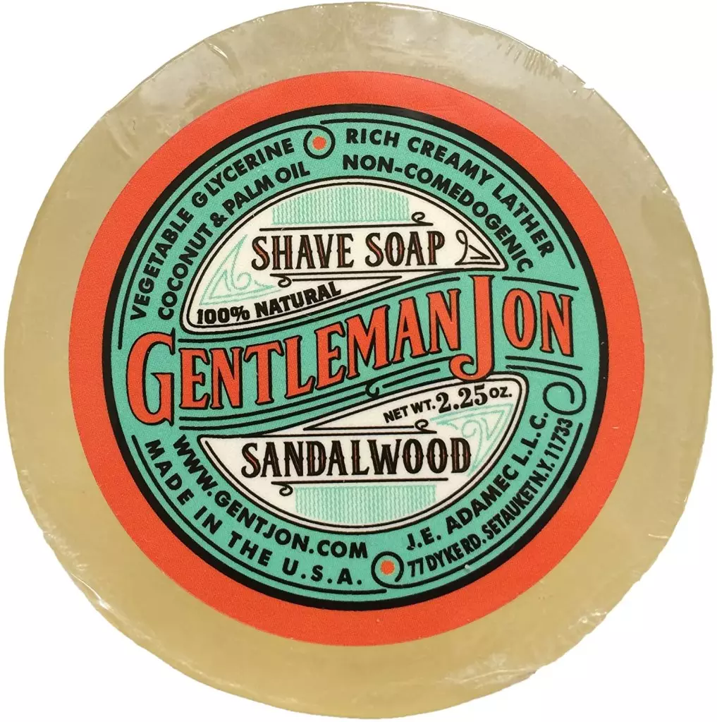 Gentleman Jon Sandalwood mýdlo na holení; nejlepší mýdlo na holení