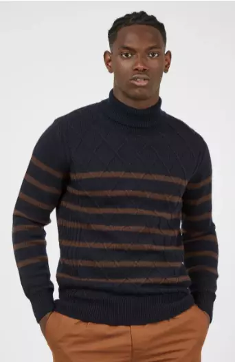 Текстурований светр у смужку з вирізом Ben-Sherman