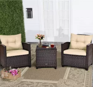 Costway 3PCS Patio Rattan Furniture Set