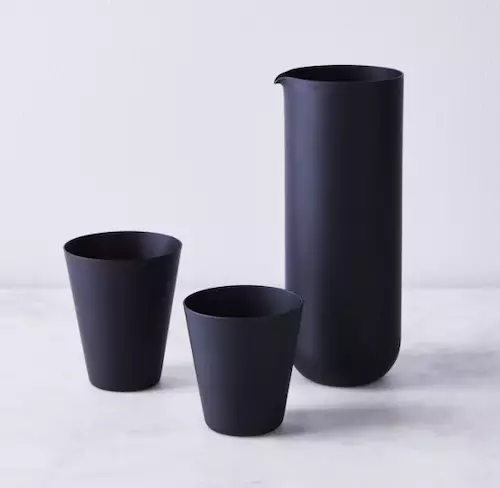 SGHR Sugahara Hand Blown Japanese Frosted Black Tumblers & Carafe
