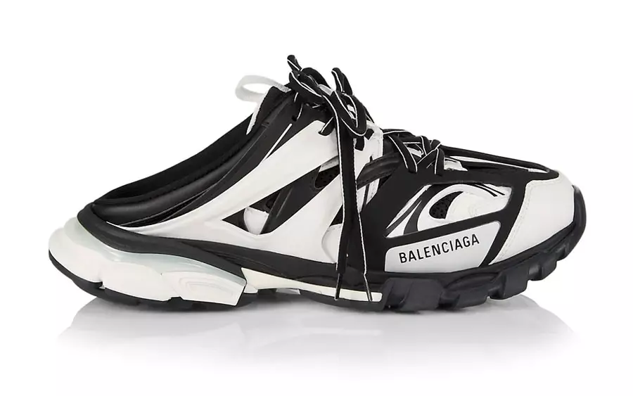 balenciaga track mule sneakers in black and white