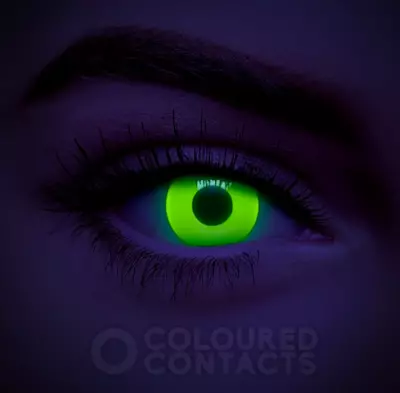 Обоени контакти Жолта UV I-Glow обоени контактни леќи (дневни)