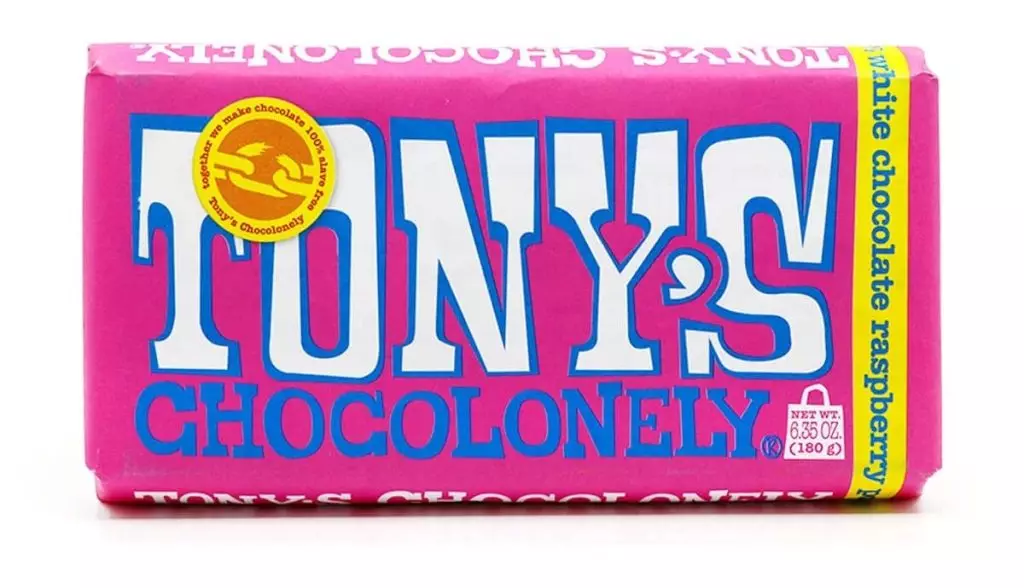 Tony's Chocolonely의 화이트 라즈베리 팝핑 캔디
