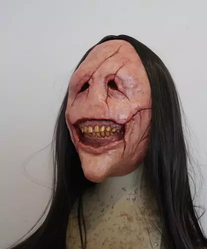 Semi-mască de latex Bourne Effective Grin Demon, măști de Halloween înfricoșătoare