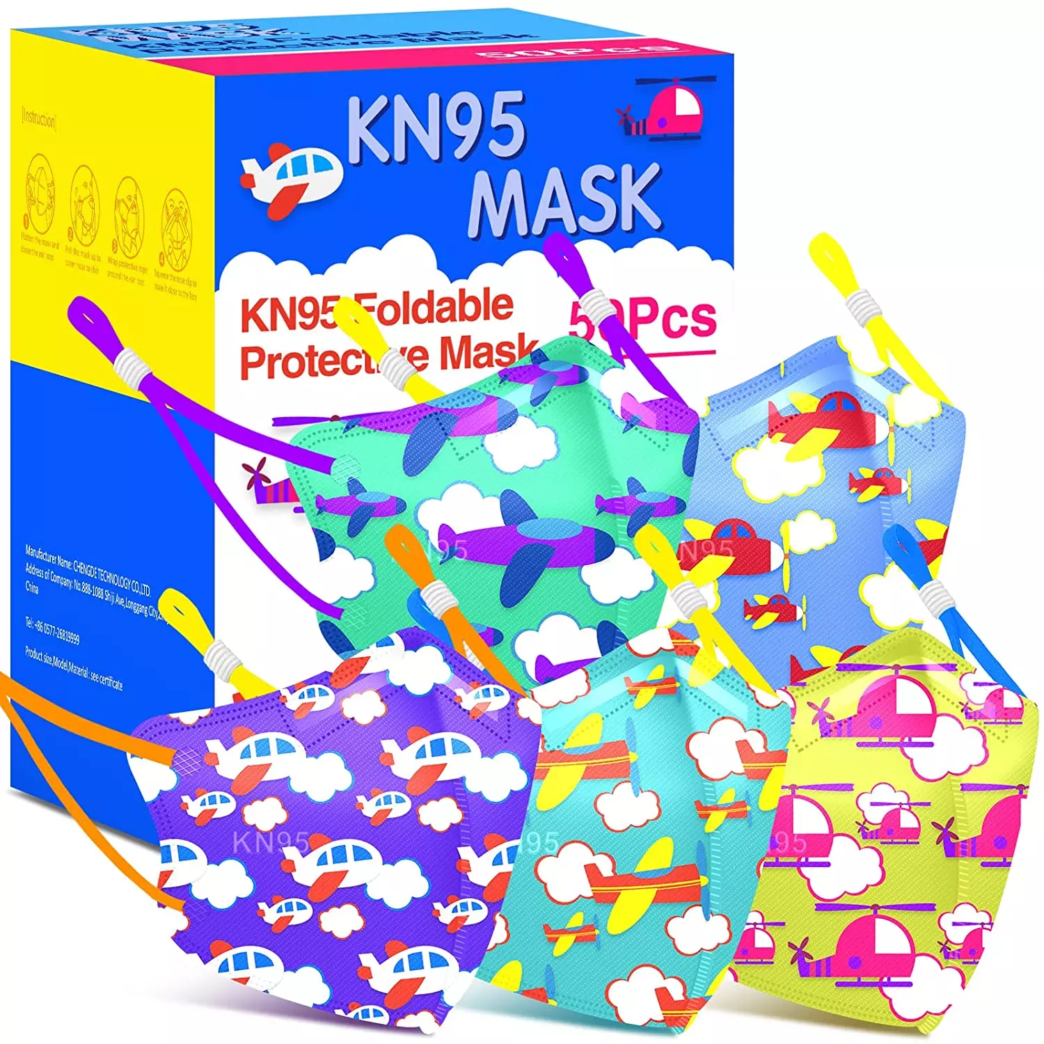 MISSAA Kids Airplane KN95 Gesiichtsmasken