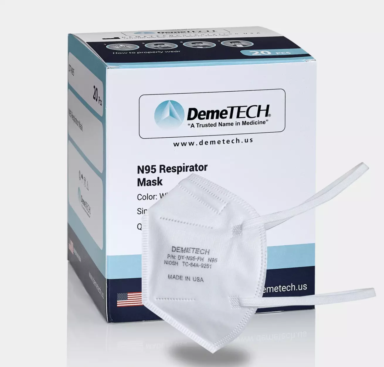 DemeTech Niosh அங்கீகரிக்கப்பட்ட N95 சுவாச முகமூடி