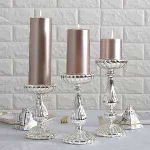 efavormart silver mercury glass pillar កាន់ទៀន