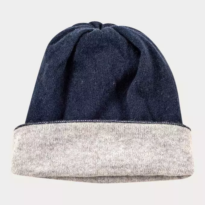 . Black Double Faced Cashmere Beanie