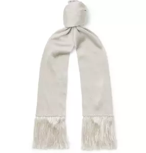 panlalaking scarf - TOM FORD Fringed Silk Scarf (sa kulay pilak)