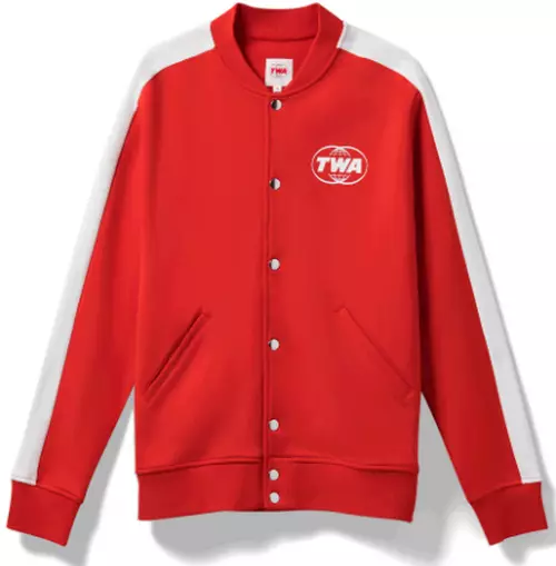TWA Retro kelihatan jaket trek merah