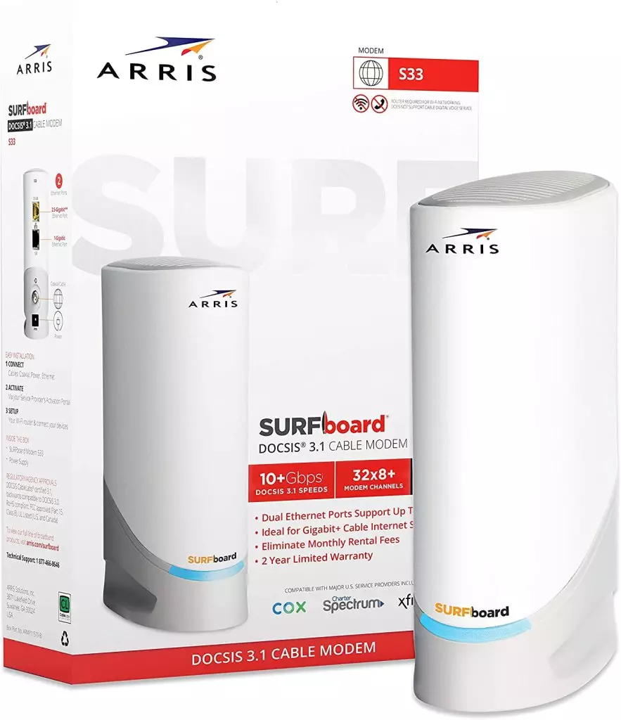 ARRIS-Surfboard-S33-Multi-Gigabit-Cable-Modem सर्वोत्तम केबल मॉडेम
