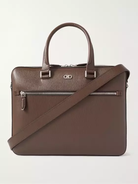 Salvatore-Ferragamo-Logo-Detailed-Textured-Briefcase