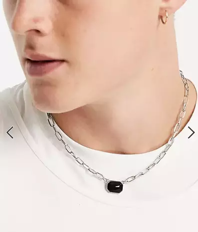 ASOS-Reclaimed-Vintage-Inspired-Chain-Necklace-Wokhala-Black-Stone-In-Silver