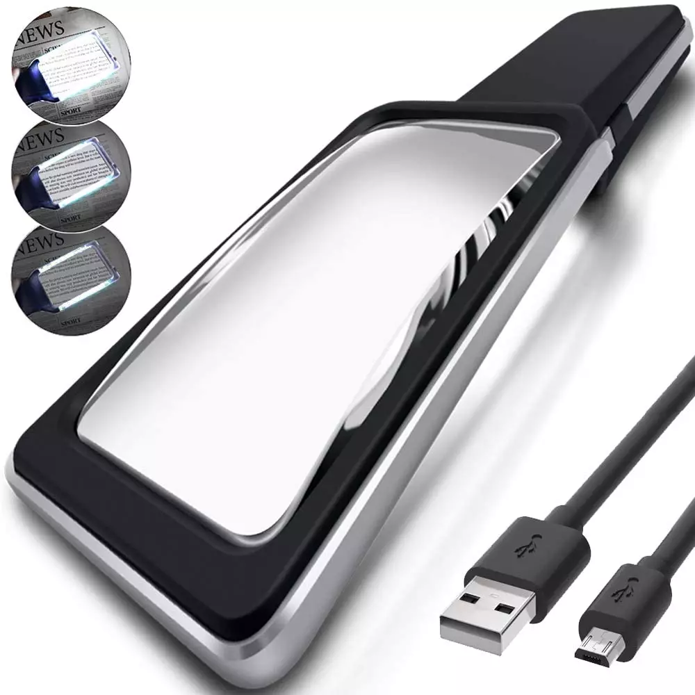 MagniPros USB રિચાર્જેબલ 4x મેગ્નિફાઇંગ ગ્લાસ