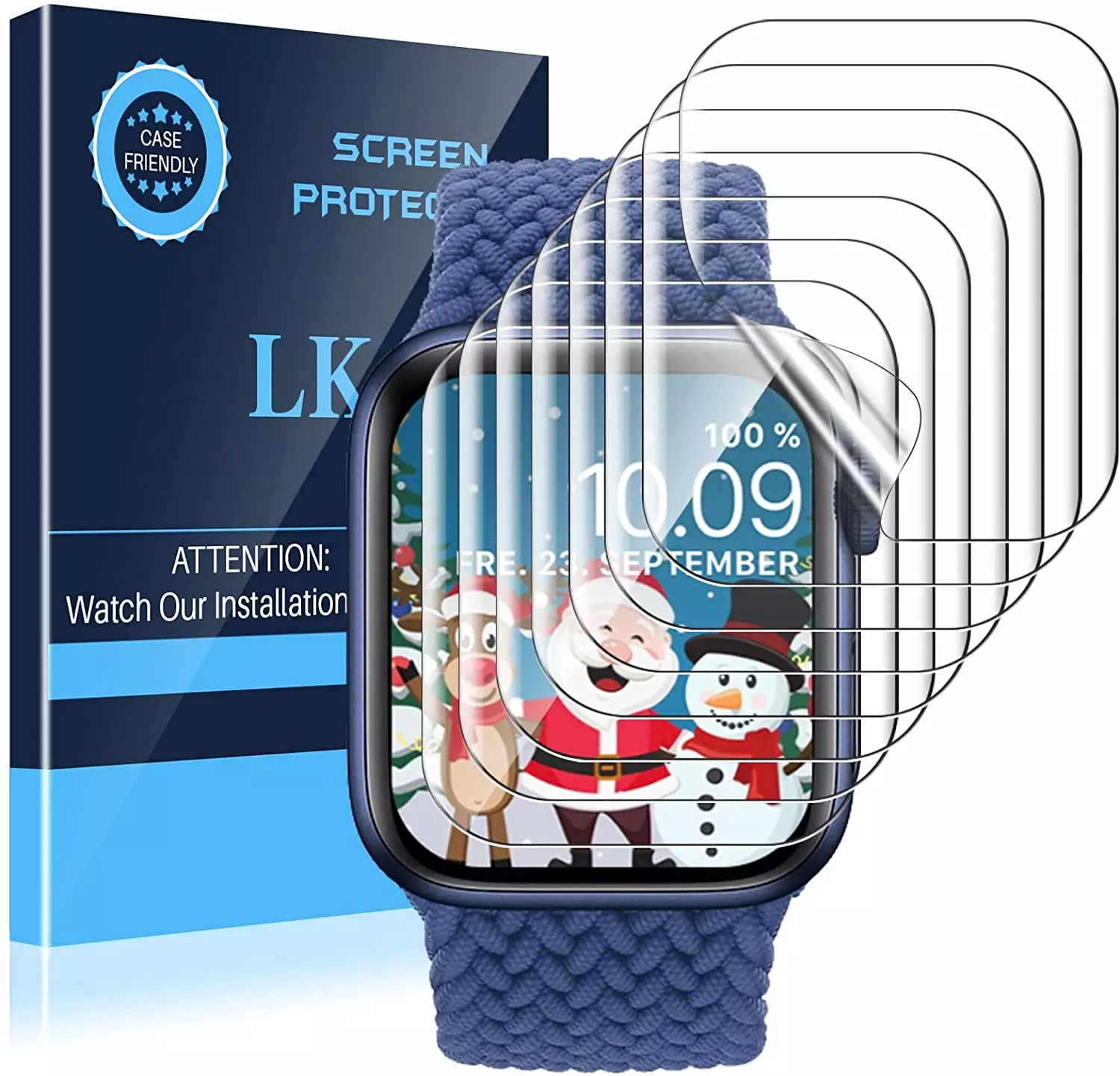 ສະຕິກເກີ LK Apple Watch Screen Protector, 8 ຊອງ