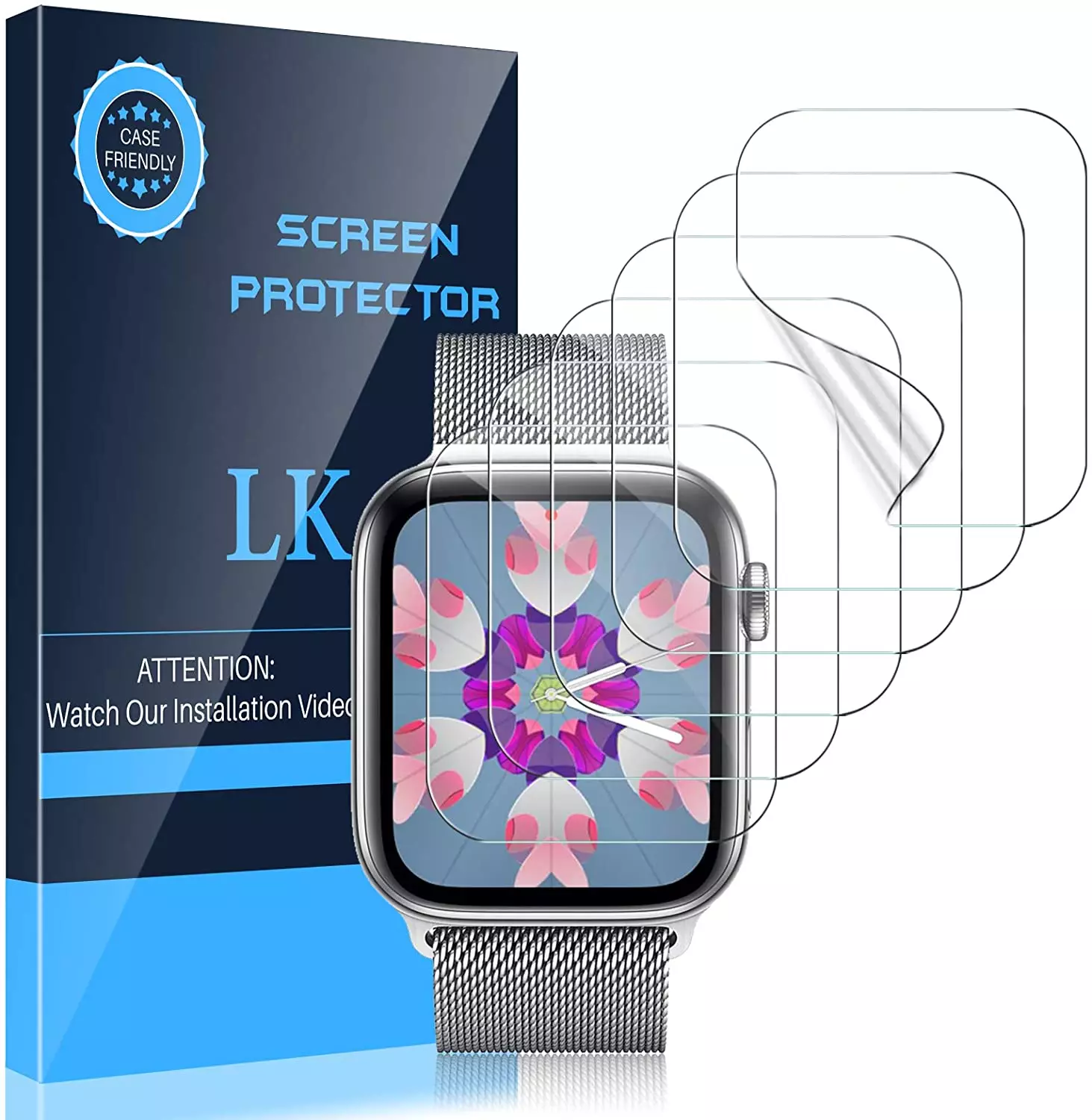ສະຕິກເກີ LK Apple Watch Screen Protector, 6 ຊອງ