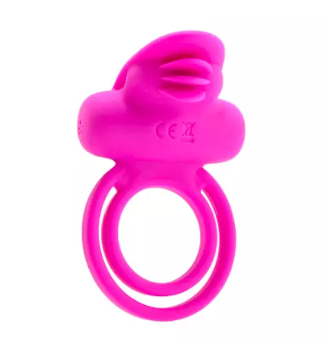 雙陰蒂閃爍振動陰莖環在粉紅色