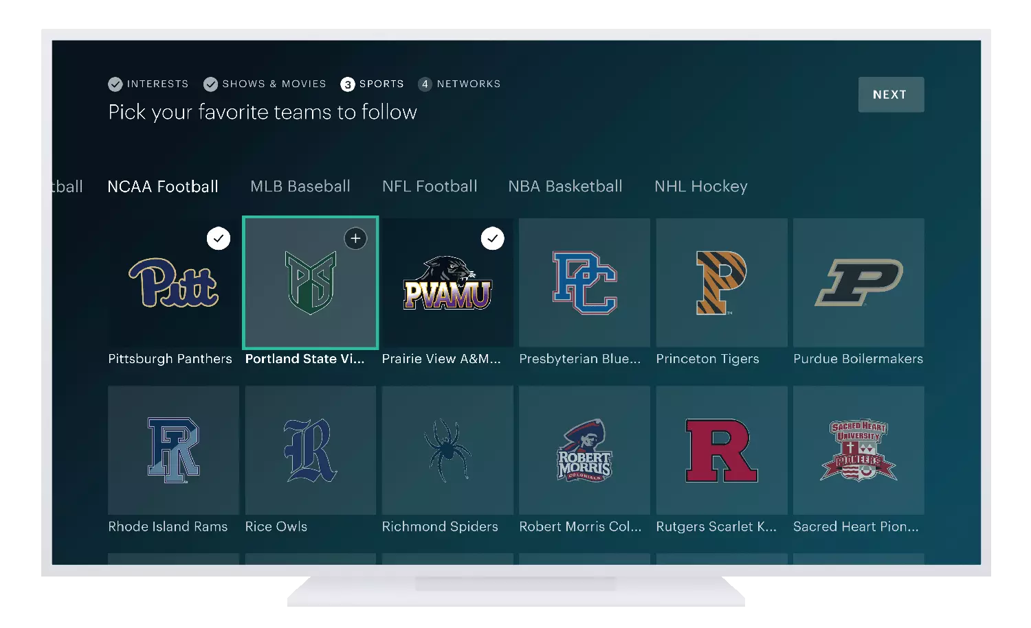 Hub de streaming de futebol universitário Hulu