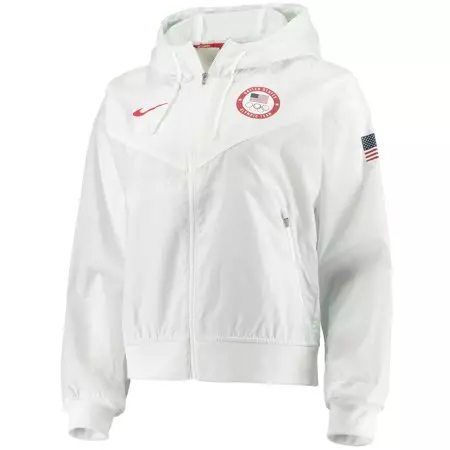 Jaket Windrunner Putih Wanita Olimpiade Musim Panas Nike 2020 Full-Zip