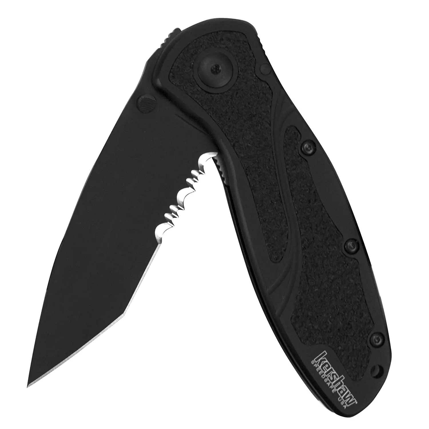 Kershaw Blur Tanto čierny zúbkovaný vreckový nôž; najlepší vreckový nôž