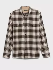 Μαύρο και άσπρο καρό Μπουφάν Banana Republic Heavy Flannel πουκάμισο