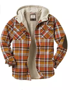 Orange plaid Arosọ Whitetails Flannel Shirt Jacket